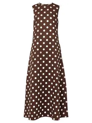 Asceno Tallin Maxi Dress In Polka - Brown