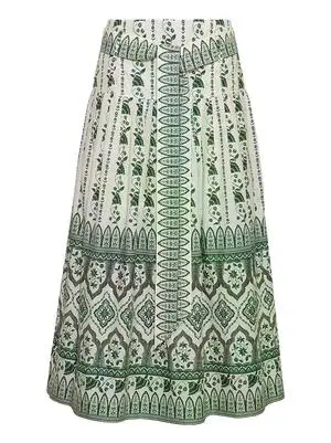 Cara Cara Jiya Floral-print Tiered Midi Skirt - Green