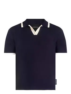 Manière De Voir Lambert Contrast Detail Knit Polo Shirt Blue
