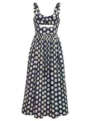 Cara Cara Cara Cara Clover Polka-Dot Midi Dress Blue