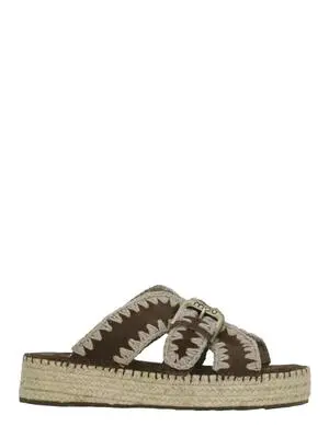 Mou Crochet-trim Buckle-fastening Sandals - Brown