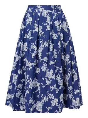 Carolina Herrera Floral Faille Midi Skirt - Multicoloured
