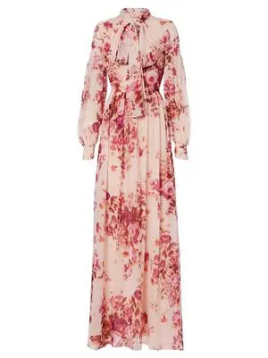 Erdem Floral Silk Voile Gown - Pink