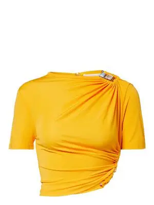 Christopher Esber Bezel Quartz Gathered Jersey T-shirt - Orange