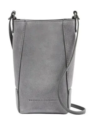 Brunello Cucinelli Monili Suede Crossbody Bag - Grey