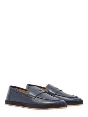 Brunello Cucinelli Leather Penny Loafers - Blue