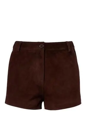 Nour Hammour Leontine Suede Shorts - Brown