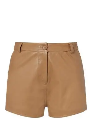 Nour Hammour Leontine Leather Shorts - Beige