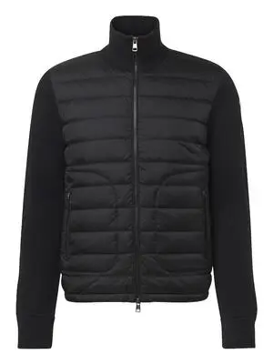 Moncler Tricot Down-paneled Wool-blend Cardigan - Black