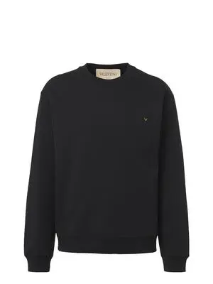 Valentino Garavani Cotton-blend Jersey Sweatshirt With Chest Pocket - Black