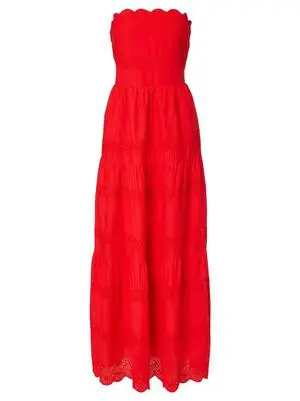 Melissa Odabash Sophie Broderie Anglaise Cotton Maxi Dress - Red