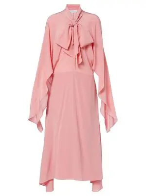 Stella McCartney Silk Midi Dress With Self-tie Collar - Pink