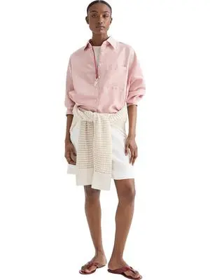 TWP Something Borrowed" Striped Cotton Shirt - White / Red