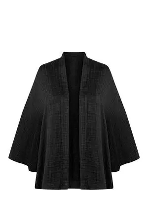 LILAMIE Bruges Loose Fit Long Sleeved Short Summer Duster - Black