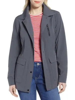 Sam Edelman Shirt Jacket With Drawstring Waist And Zip Chest Pocket - Grey