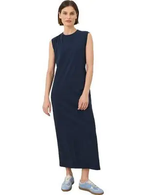 PACT Organic Cotton Soft-slub Essential Easy Muscle Tee Maxi Dress - Navy