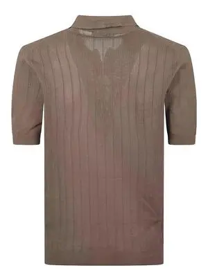 CRUCIANI Ribbed-knit T-shirt - Brown