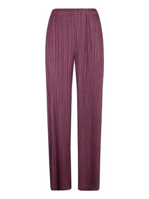 PLEATS PLEASE High Rise Straight Leg Pleated Trousers - Red
