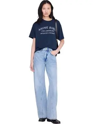 ANINE BING ANINE BING Cade Tee - Melrose Stencil Graphic T-Shirt Navy