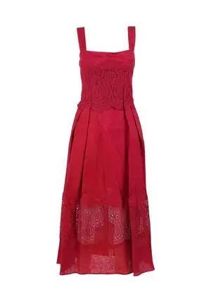 CLIPS Lace-panelled Sleeveless Dress - Red