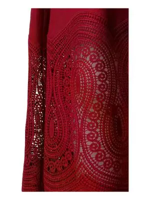 CLIPS Lace-trim Pleated Skirt - Red