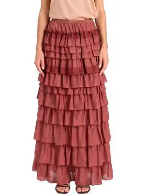 TWINSET Tiered Ruffle Maxi Skirt - Mahogany