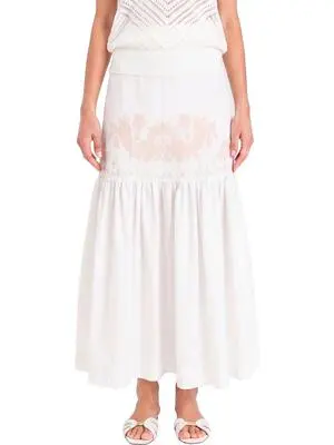 TWINSET Embroidered Tiered Midi Skirt - White