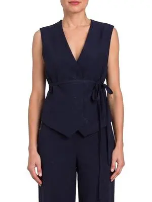 TWINSET Embroidered Viscose Blend Vest - Blue