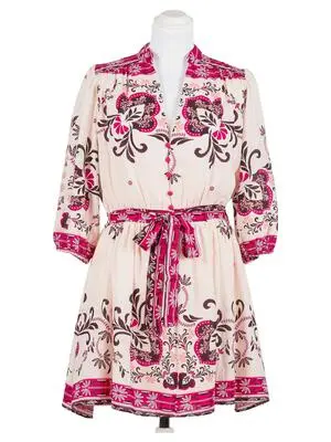 TWINSET U & B Printed Midi Dress - Fuchsia