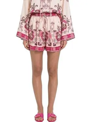TWINSET U & B Printed Cotton Shorts - Black
