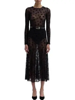 MARGHERITA MACCAPANI Floral Tulle Midi Skirt - Black
