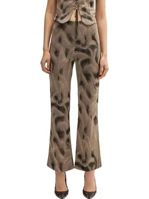 MARGHERITA MACCAPANI Maccapani Printed Cotton Blend Flared Trousers Sand