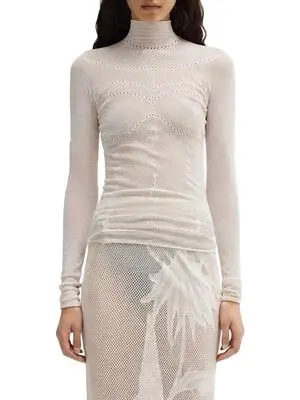 MARGHERITA MACCAPANI Second Skin Floral Pattern Turtleneck Top - White