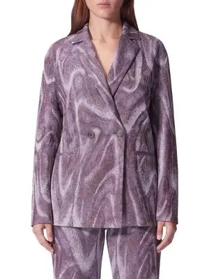 MARGHERITA MACCAPANI Double Breasted Printed Blazer - Lilac