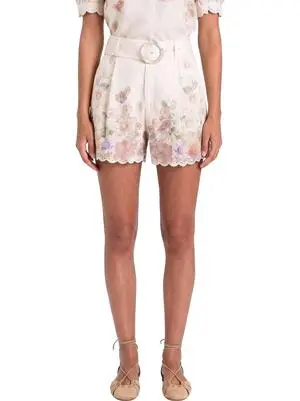 TWINSET Embellished Floral Shorts With Scalloped Hem - Multicolor