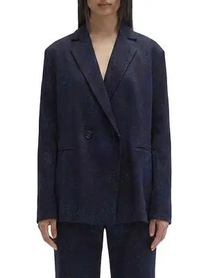 MARGHERITA MACCAPANI Double-breasted Blazer With Glitter Detail - Navy