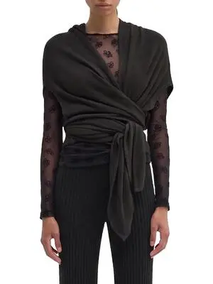 MARGHERITA MACCAPANI Maccapani Hooded Wool Blend Top Black