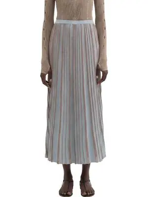 MARGHERITA MACCAPANI Pleated Viscose Blend Midi Skirt - Sky