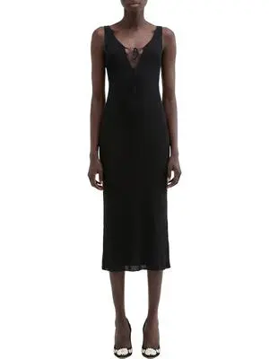 MARGHERITA MACCAPANI Ribbed Cotton Jersey Midi Dress - Black