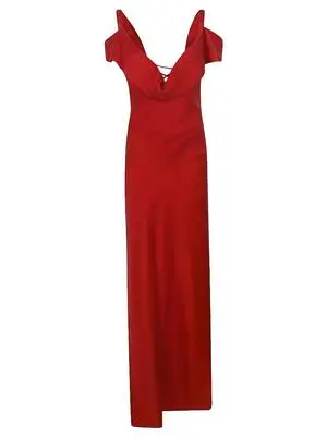 MARIA LUCIA HOHAN Tamara Lace-up Dress - Red
