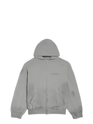 Balenciaga Medium Fit Zip Up Hoodie - Grey