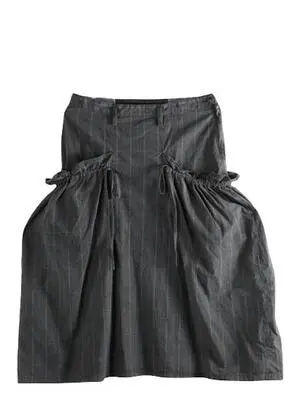 Y’s Gathered Stripe Skirt - Grey