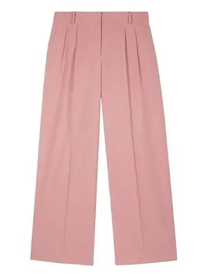 The Kooples Pleated-front Wide-leg High-rise Trousers - Blush