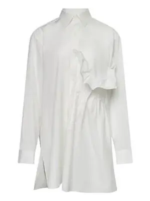 Y’s Asymmetrical Tuck Shirt - White