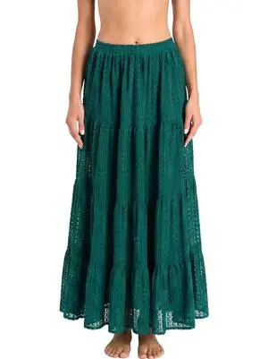TWINSET U & B Tiered Maxi Skirt - Emerald