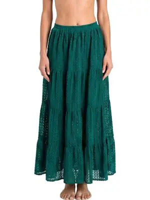 TWINSET Perforated Knit Tiered Maxi Skirt - Emerald