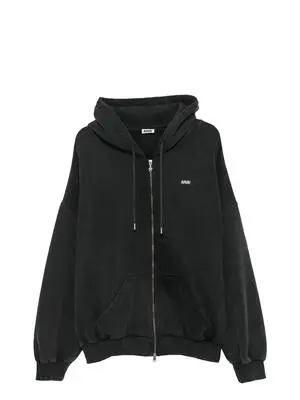AVAVAV Logo Embroidered Zip-up Hoodie - Black