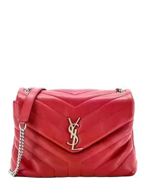 Saint Laurent Loulou Matelassé Chevron Leather Small Shoulder Bag - Red