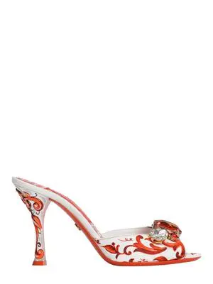 Dolce & Gabbana Majolica Print Brocade Mules With Embroidery - Multicolor