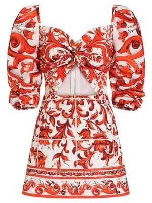 Dolce & Gabbana Majolica-print Poplin Mini Dress - Multicolor